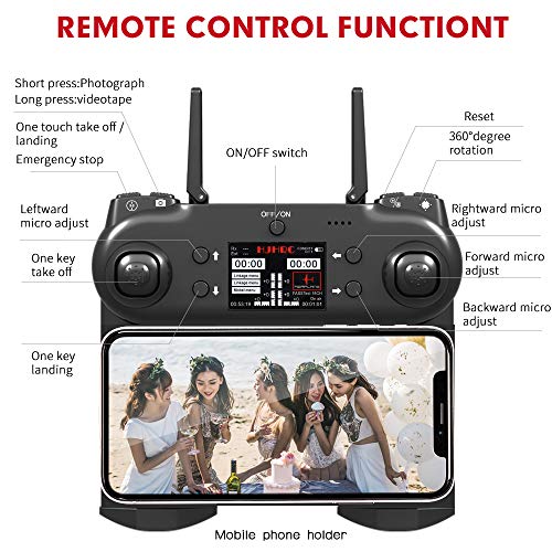 Lozenge Drones with Camera for Adults 4K Quadcopter Helicopter RC Drones for Adults Optical Flow Positioning Dual Cameras UAV (2 Battery&1080P WiFi Camera, Black)