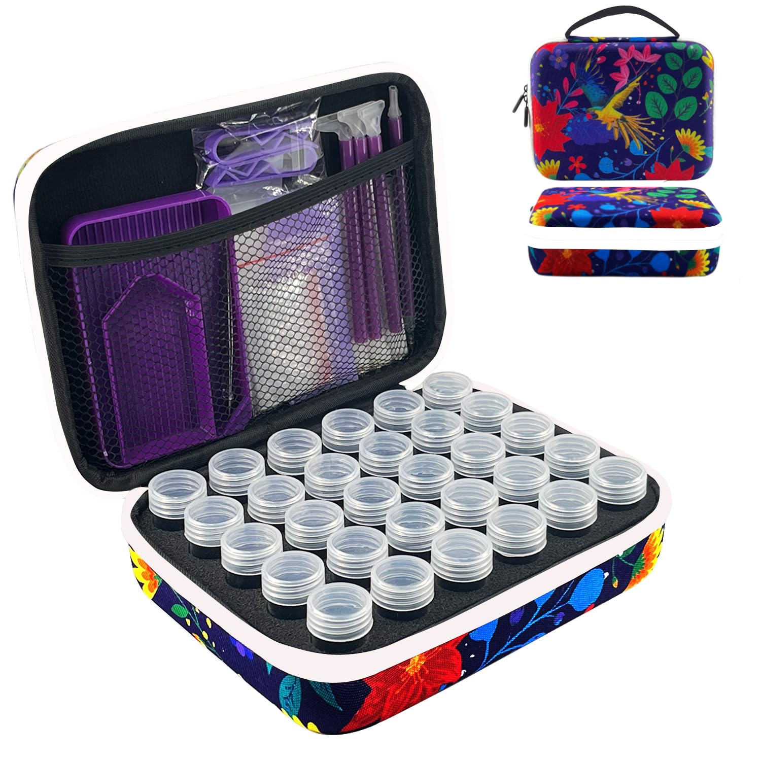 LIRUNQIU Diamond Painting Storage Containers, 30 Slots Diamond Art Accessories and Tools Kits Storage Box(Purple)