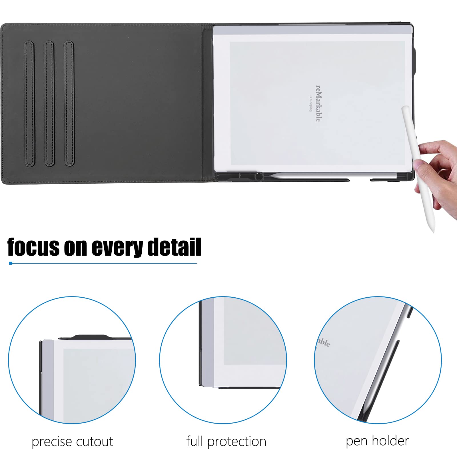 E NET-CASE Case for Remarkable 2 Paper Tablet, Skin Touch Feeling Book Folio Cover with Built-in Pen Holder for Remarkable 2 Tablet 10.3" 2020 Released