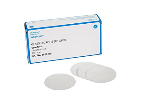 Whatman 1827-047 Glass Microfiber Binder Free Filter, 1.5 Micron, 3.7 s/100mL Flow Rate, Grade 934-AH, 47mm Diameter (Pack of 100)