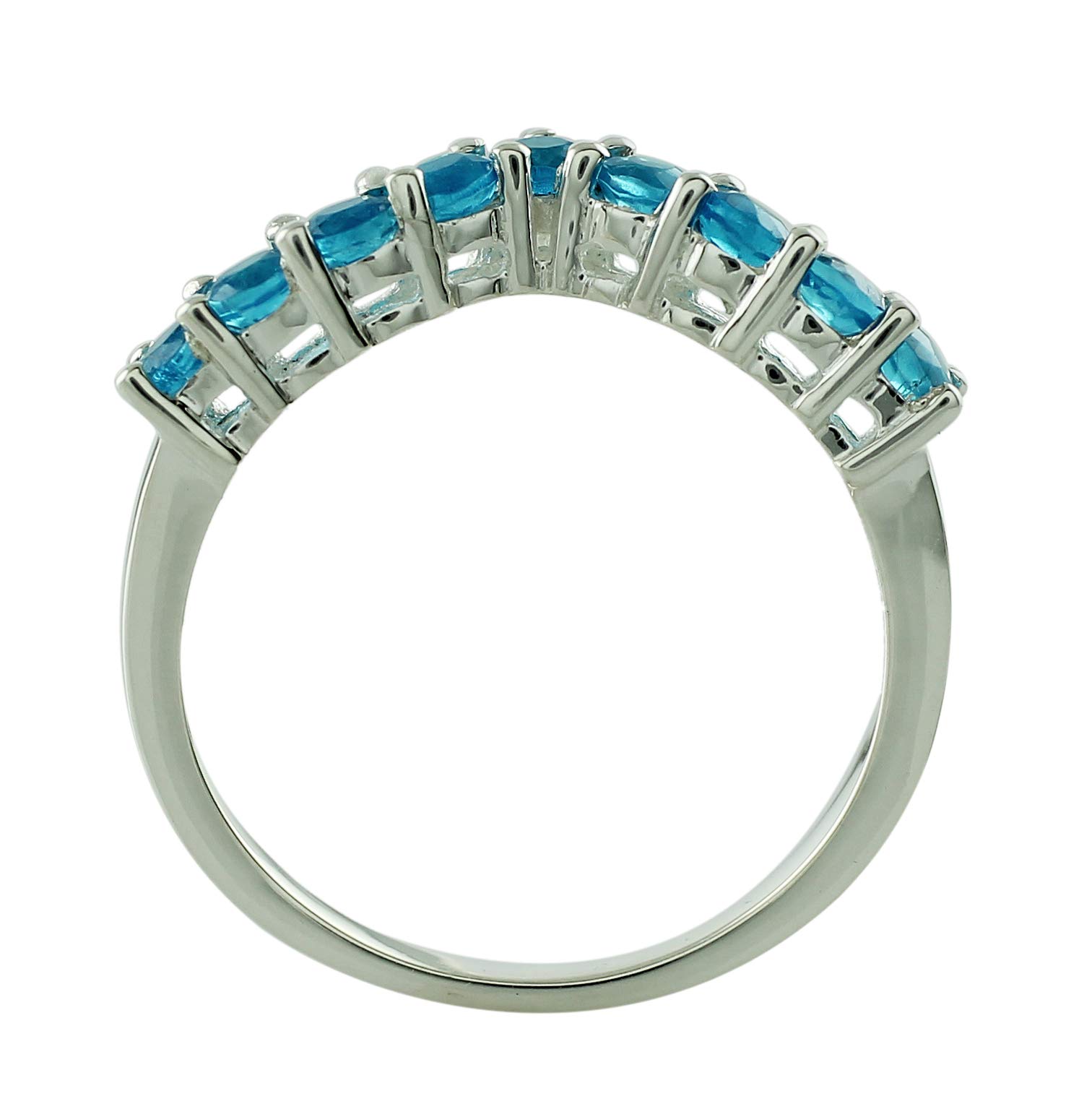 Carillon Stunning Neon Apatite Round Shape 2.5MM Natural Earth Mined Gemstone 925 Sterling Silver Ring Wedding Jewelry for Women & Men