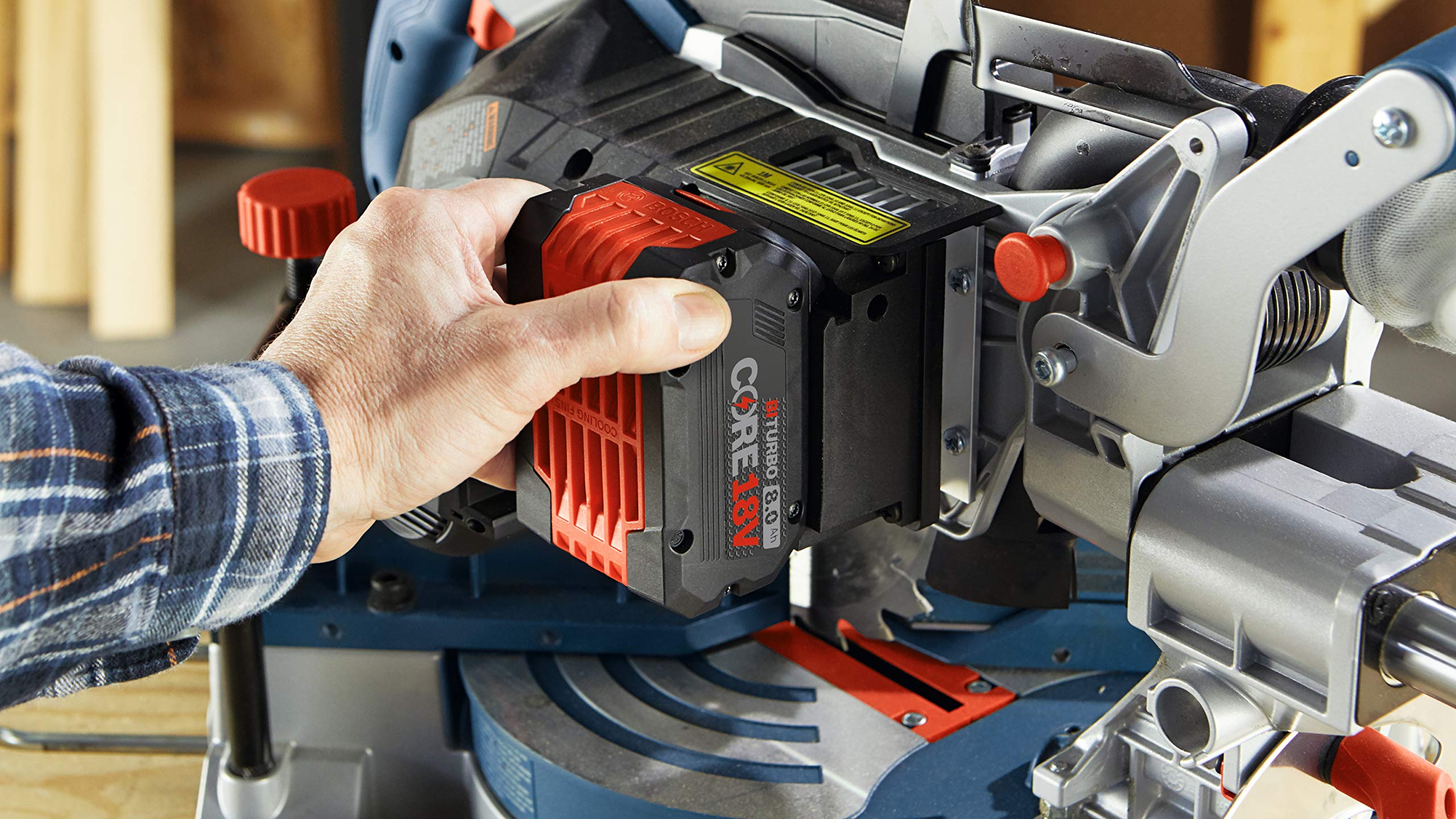BOSCH GCM18V-08N14 18V 8-1/2 In. Single-Bevel Slide Miter Saw Kit with (1) CORE18V 8.0 Ah PROFACTOR Performance Battery