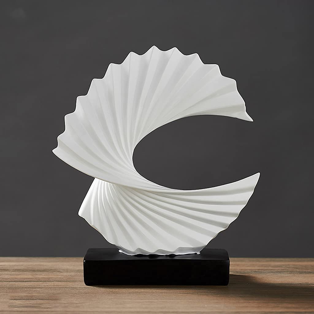Resin Crafts Art Ornament Abstract Figurines Sculpture Desk Table Statue for Home Bedroom Living Room Garden Office - White