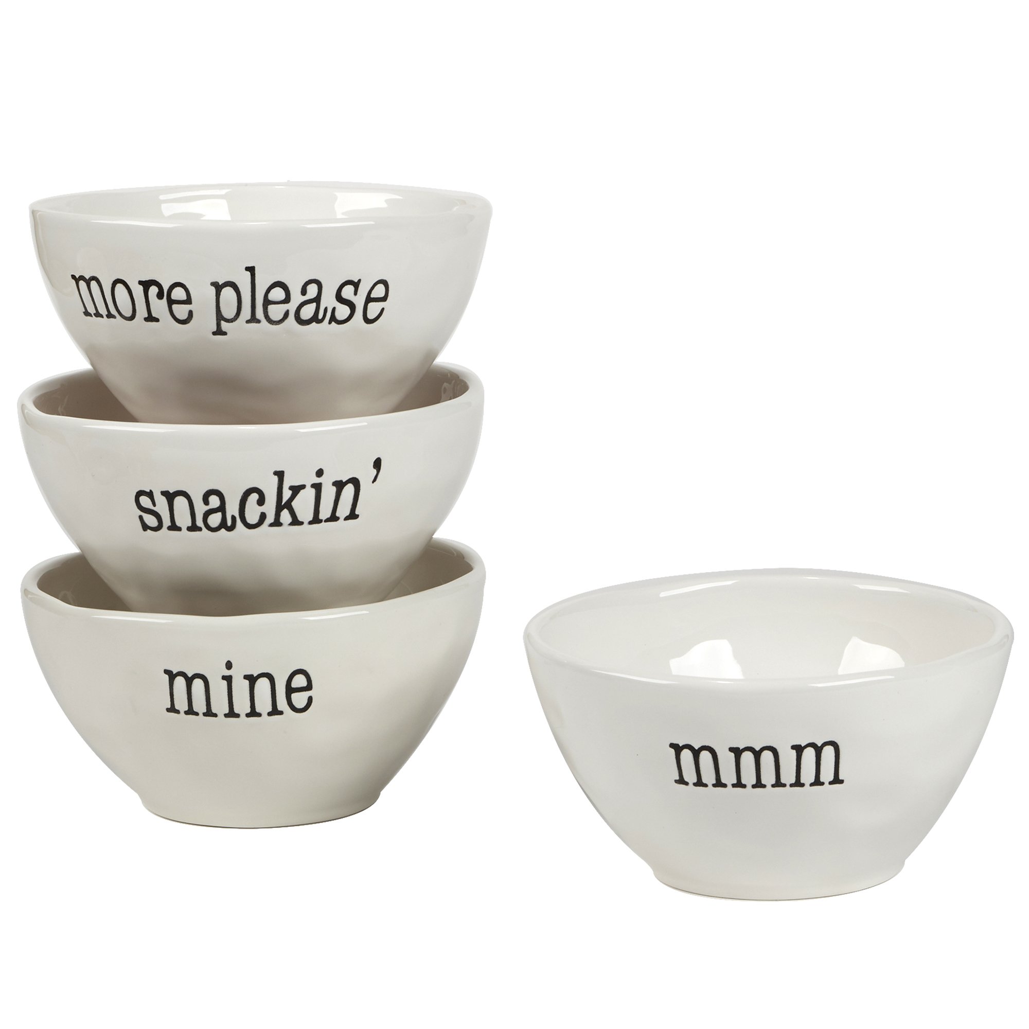 Certified International Corp It's Just Words 6" Ice Cream Bowls, Assorted Designs, Set of 4, Multicolor