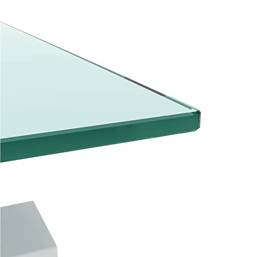 IANIYA Coffee Table with Metal Tube Legs, Glass and Rectangle End Table for Livingroom (White)