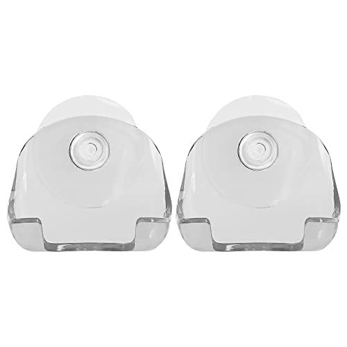 kwmobile 2x Razor Holder with Suction Cup - Self-Adhesive Shaver Wall Mount - Bathroom Organizer for Glass and Tiles - Transparent