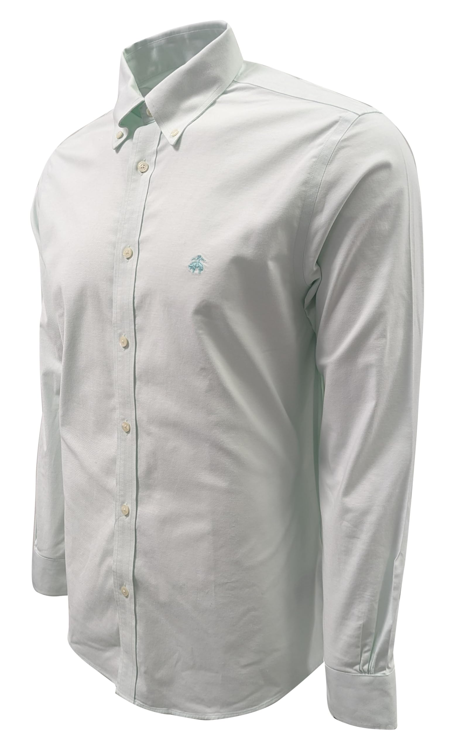 Brooks Brothers Mens Regent Fit All Cotton The Original Polo Button Down Oxford Shirt (Large, White (Light Blue Logo))
