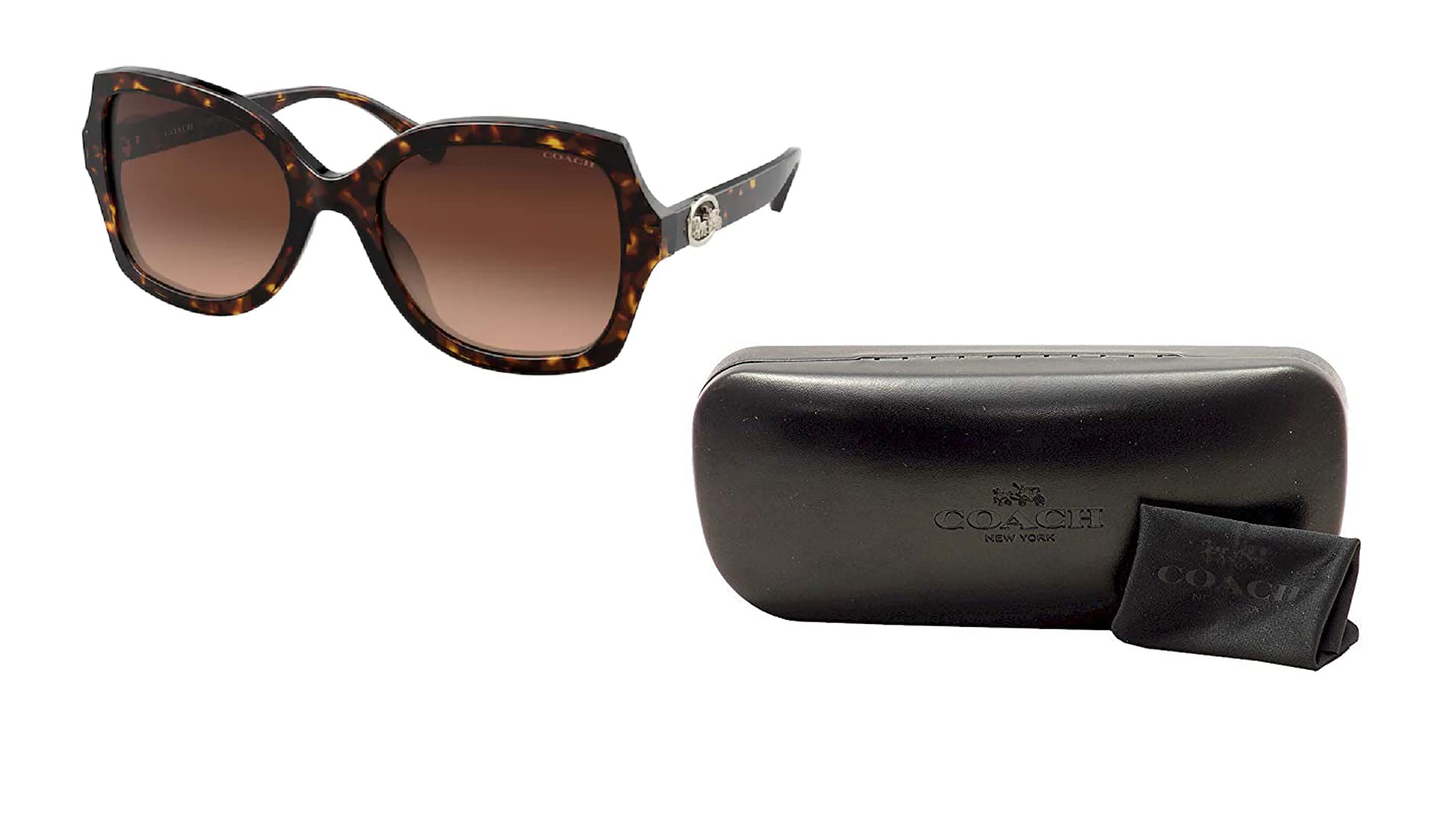 Coach HC8295 56 MM Black/Dark Grey Gradient Square Sunglasses for Women + BUNDLE with Designer iWear Eyewear Kit
