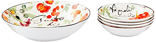 Certified International Corp Certified International Melanzana Pasta Set, Multicolored, 5 Piece