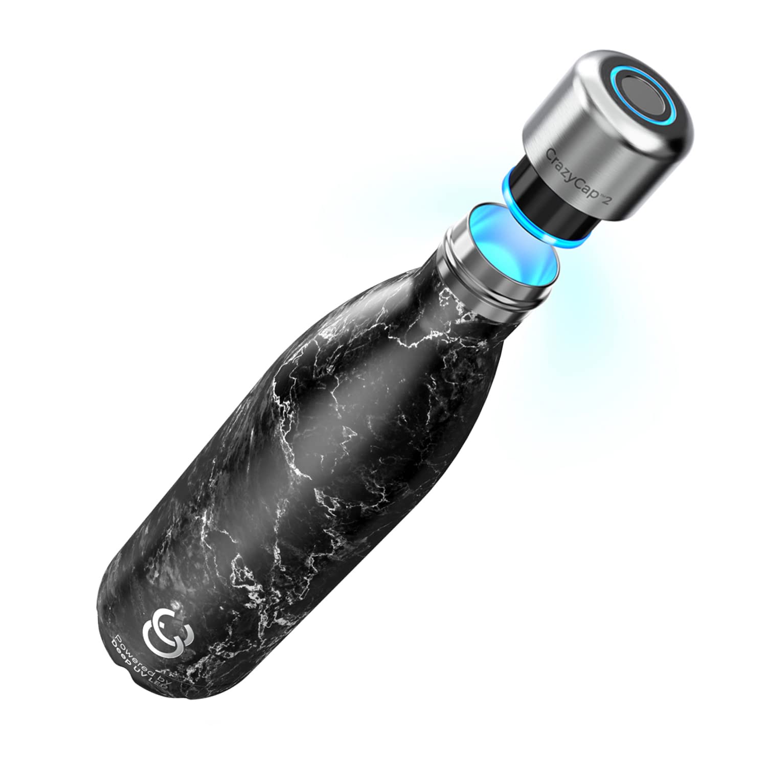 CrazyCap - Award-Winning Self-Cleaning Insulated Bottle with NSF Certified UV Water Treatment System