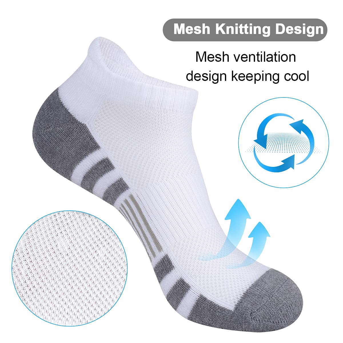 COOVAN Mens Ankle Athletic Socks Men 8 Pack Running Cushioned Breathable Low Cut Tab Socks