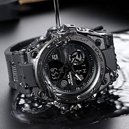 KXAITO Men's Watches Sports Outdoor Waterproof Military Watch Date Multi Function Tactics LED Alarm Stopwatch (26_Black)