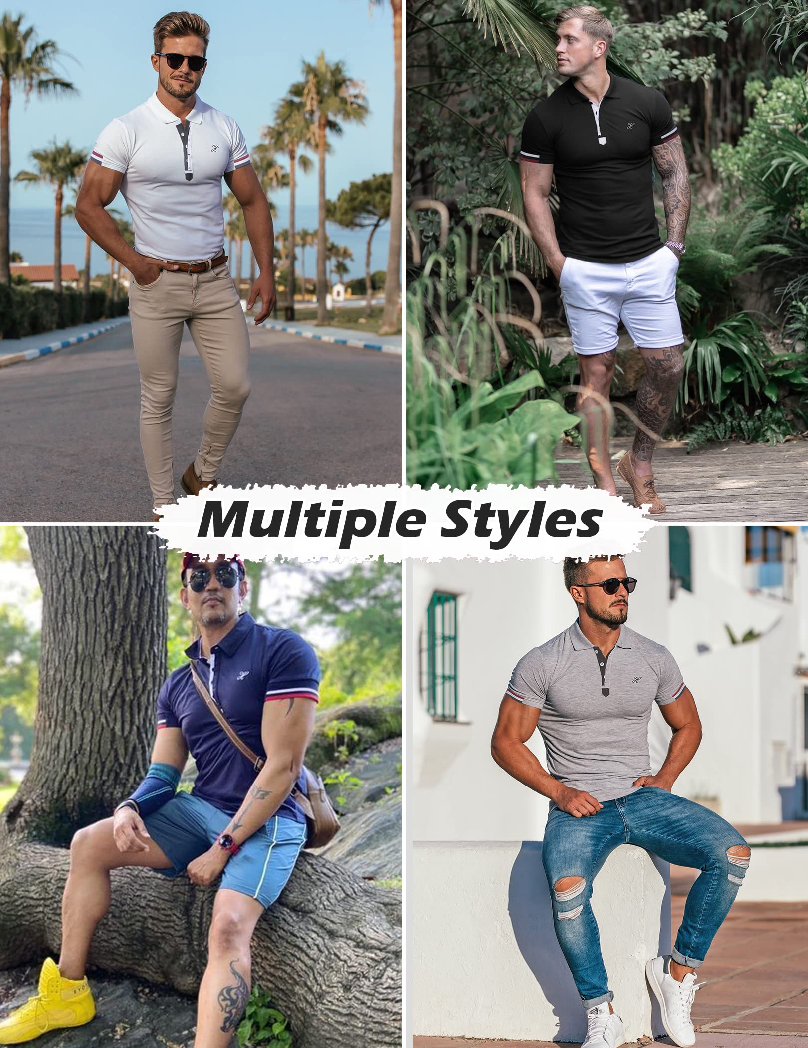 COOFANDY Men's Short Sleeve Golf Polo Shirts Slim Fit Casual Polo T-Shirts Basic Designed Cotton Shirt (Dark Grey XXL)