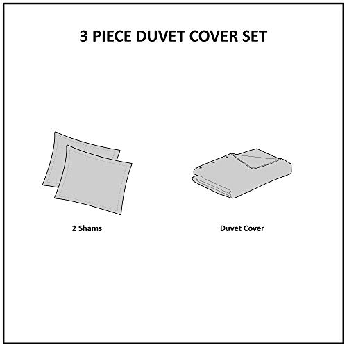 N Natori Cherry Blossom Duvet Cover Queen Size - Red, Grey , Cherry Blossom Duvet Cover Set β 3 Piece β 100% Cotton Sateen Light Weight Bed Comforter Covers