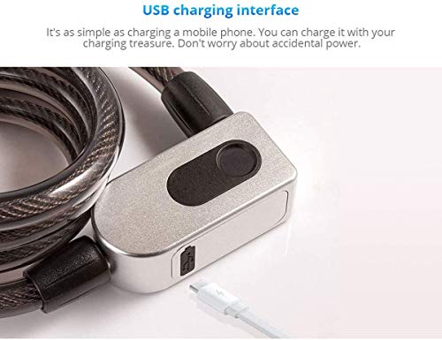 Blacklight Bike Chain Lock, Waterproof Anti-Theft Smart Touch Fingerprint Recognition Lock, USB Charging Bike Lock for Bicycles, Mountain Bikes, Keyless Lock