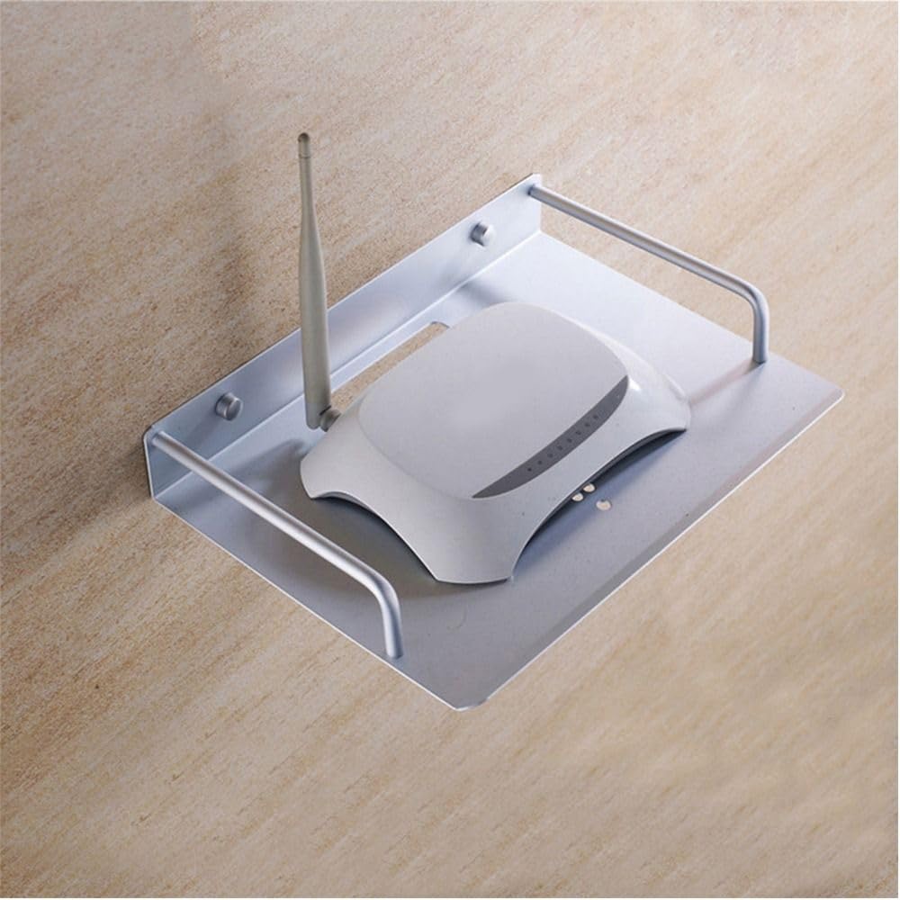 gifthub Multipurpose Projector Holder,Metal Wall Mount Router Rack,Easy to Use,Practical Router Shelf Projector Shelf for Living Room Bedroom(Silver)