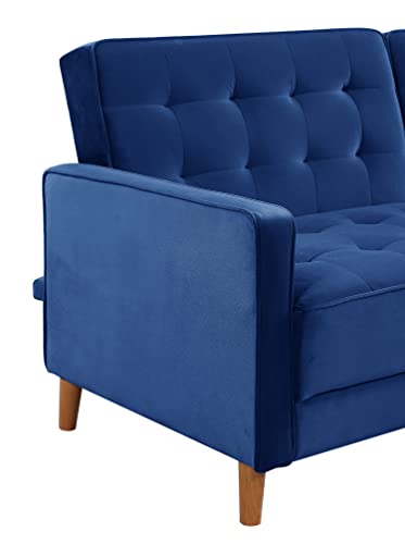 Plococo 78 inch Modern Velvet Upholstered Sofa Bed,Tufted Velvet Fabric Couch,Sofas Couches for Living Room,Apartment,Bedroom (Blue)