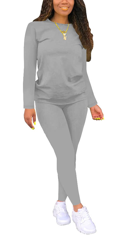 BSCCOYZ Women's 2 Piece Outfits Solid color Casual Short Sleeve T Shirts Bodycon Long Pants Joggers Tracksuit
