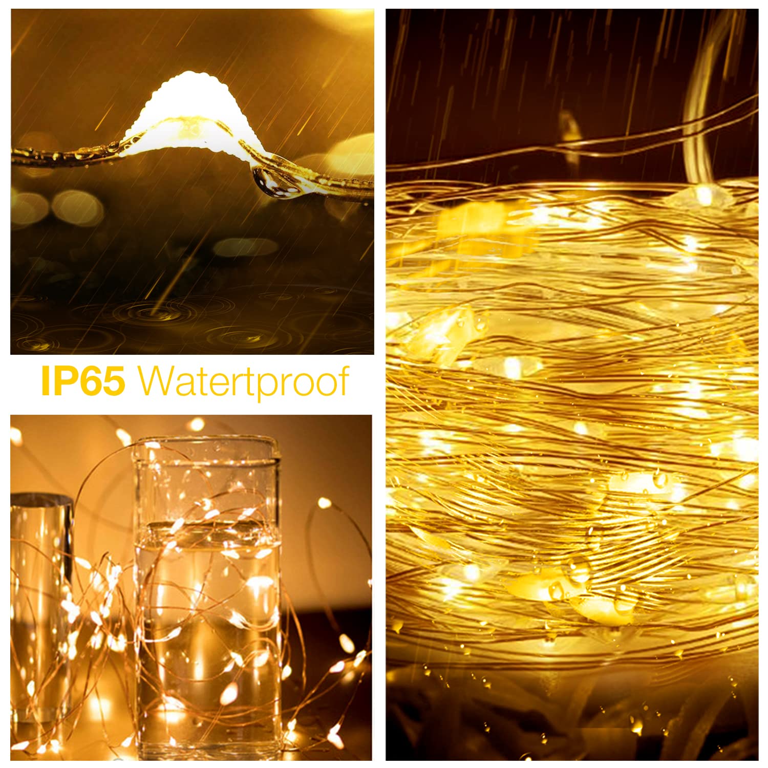 DAYBETTER 100Ft 300LED Fairy Lights Plug in, Waterproof USB String Lights Outdoor, 8 Modes with Remote, Copper Wire Twinkle Lights for Bedroom Patio Christmas Decorations (Warm White)(2-Pack 50FT