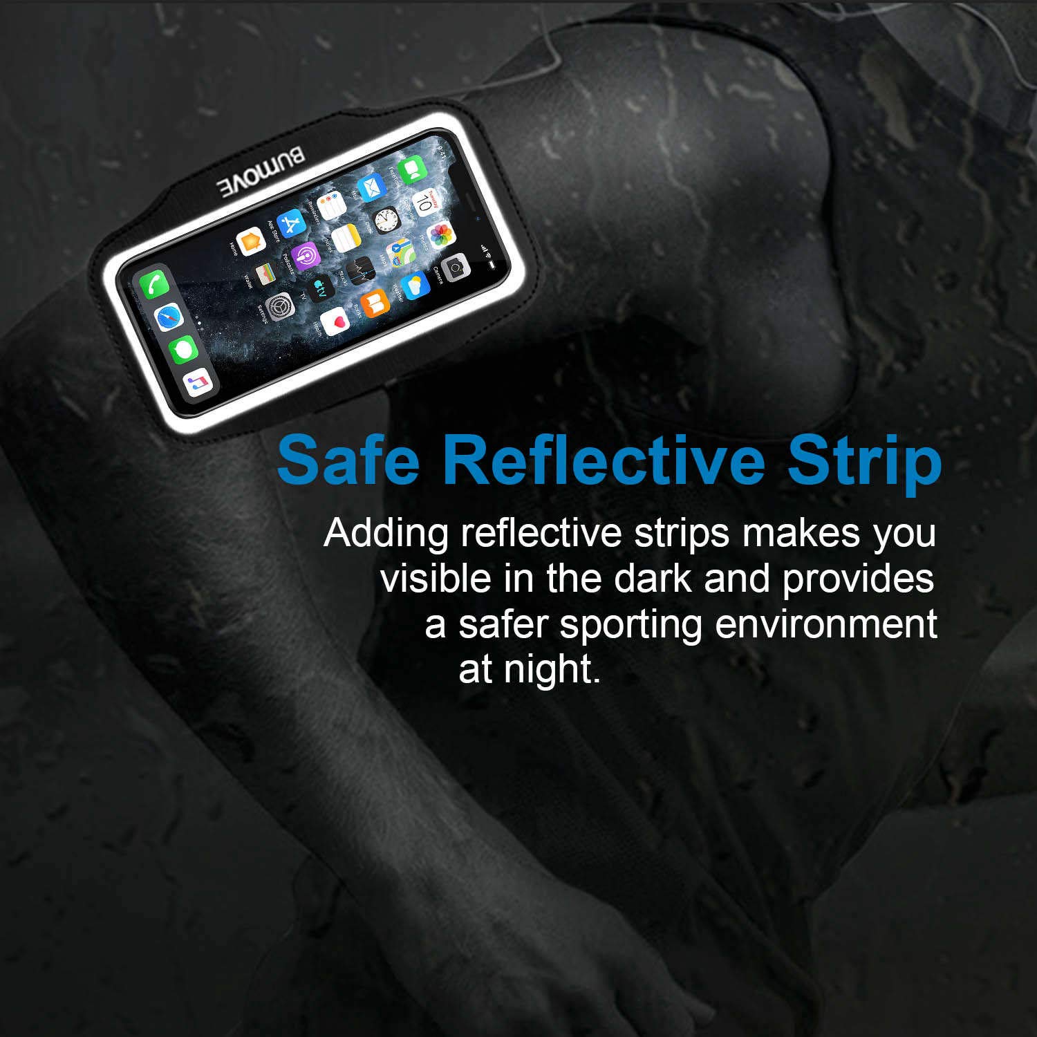 BUMOVE Running Armband for Samsung Galaxy M54 /A34 for iPhone 15/14/13/12/11Pro Max,XS Max,Sports Workouts Phone Arm Band with Card Holder (Black)