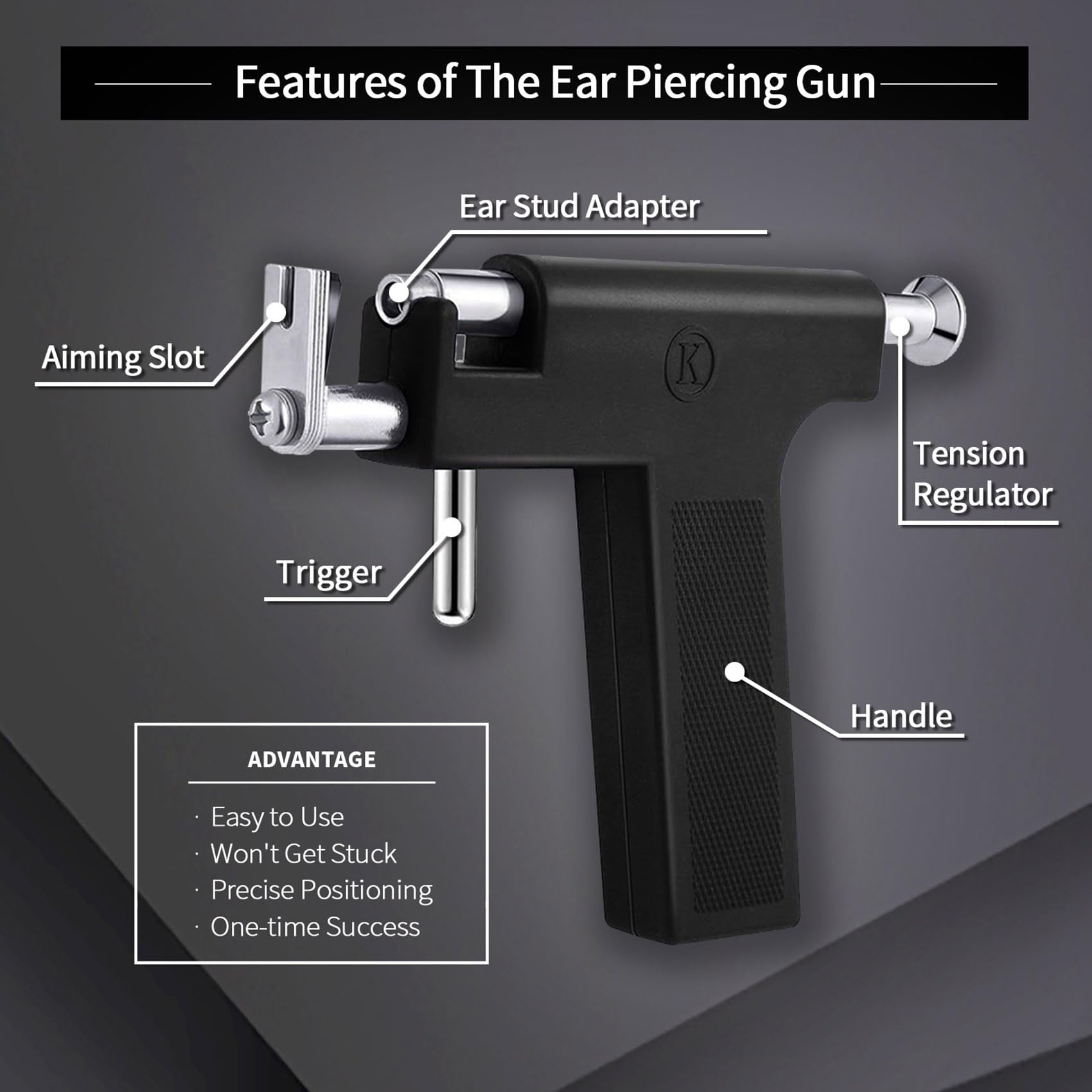 Ear and Nose Piercing Tool Stainless Steel Ear Piercing Gun with 18 Pairs Ear Stud for Salon and Home Use