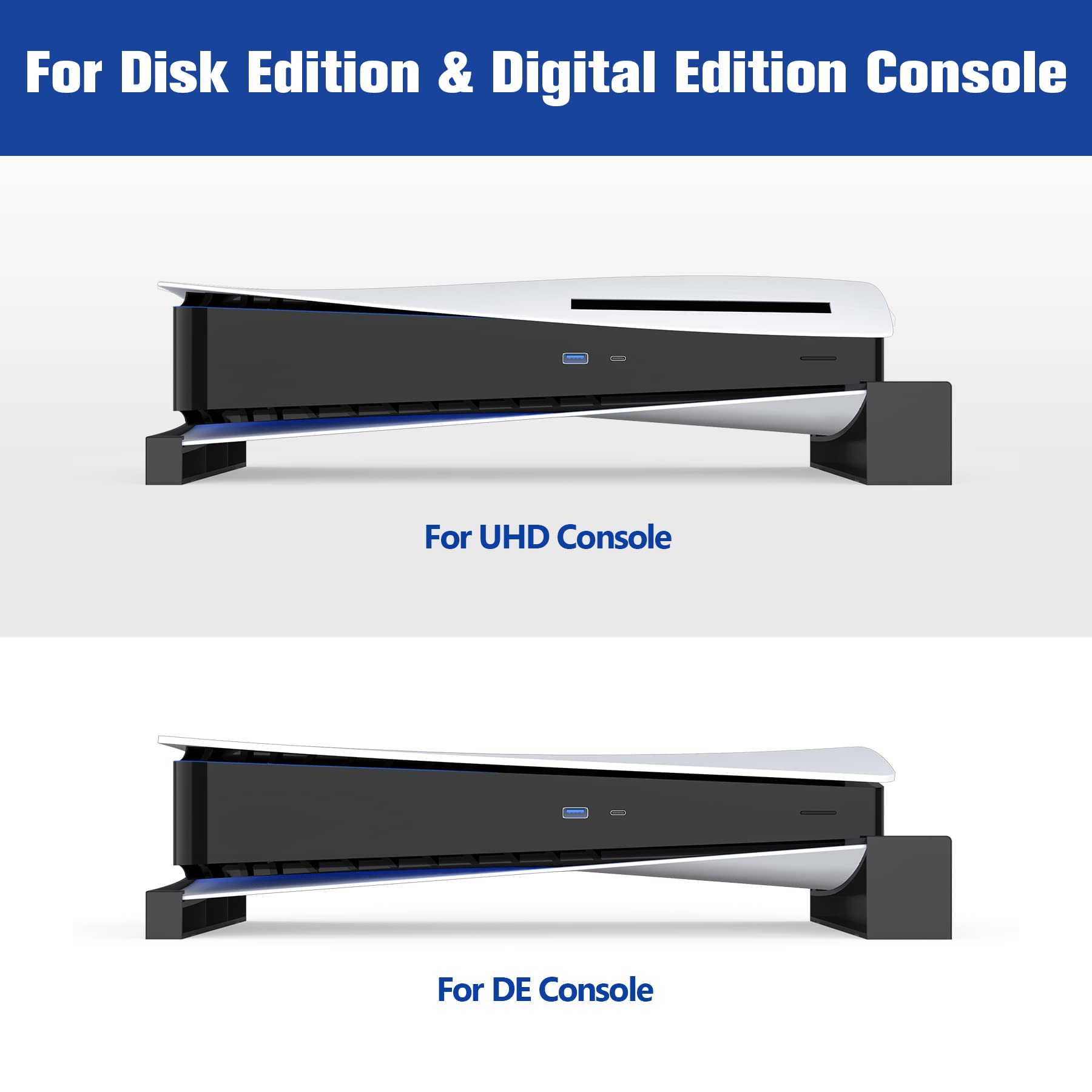 BSOON PS5 Accessories Horizontal Stand, PS5 Base Stand for PS5 Games & PS5 Console with 16 Game Disc Slots, Compatible with Playstation 5 Disc & Digital Editions, Minimalist Design (Black)