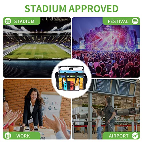 MAY TREE Clear Bag Stadium Approved 12×6×12, Clear Stadium Bag for Women and Men, Clear Lunch Bag for Work Travel Sport Office, Clear Tote Bag Stadium Approved with Non-Removable Straps - Black