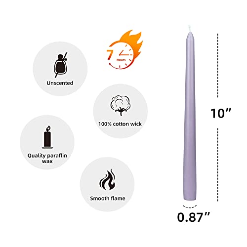 Zest Candle 12-Piece Taper Candles, 10-Inch, Lavender