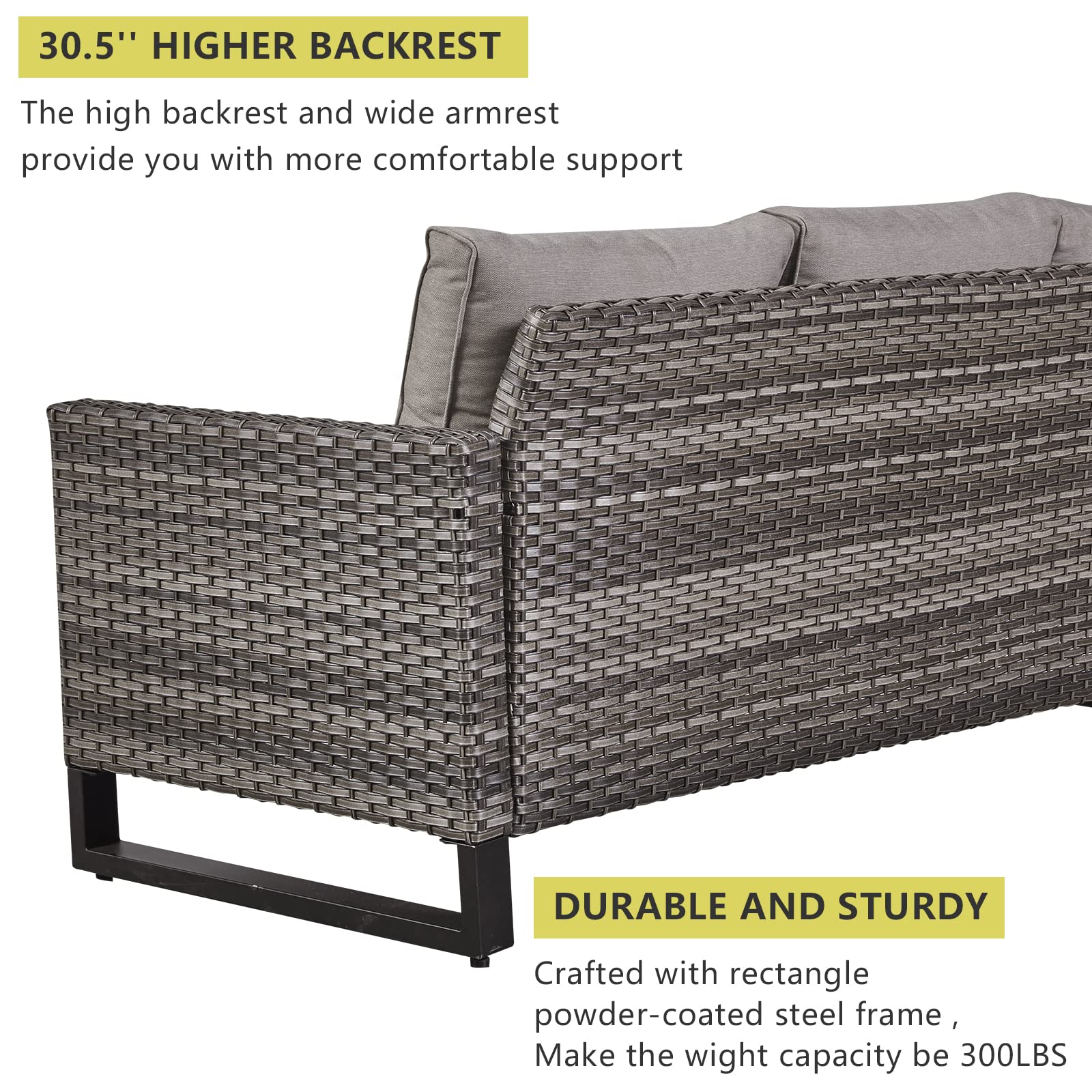 HUMMUH 7 Piece Patio Furniture Set Outdoor Sectional Sofa,High Back Patio Swivel Rocker Chairs with Ottomans Coffee Table for Porch,Garden,Backyard