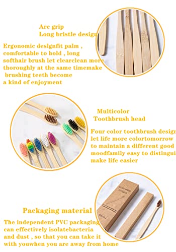 OUTIN Adults Bamboo Toothbrushes 20 Pack, Colorfull Soft Bristles Children Wood Toothbrush Eco Friendly Biodegradable Wooden Handle Tooth Brush Oral Cleaning, HOT004