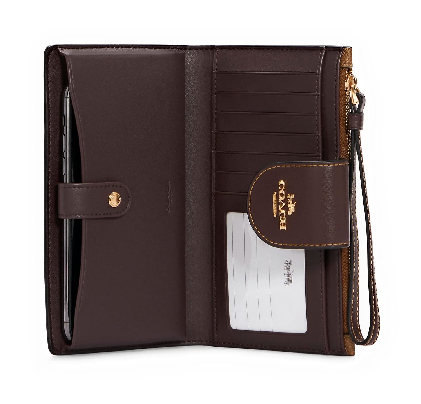 Coach Womens Tech Phone Wallet In Signature Canvas (IM/Khaki Multi With Disco Star Print)
