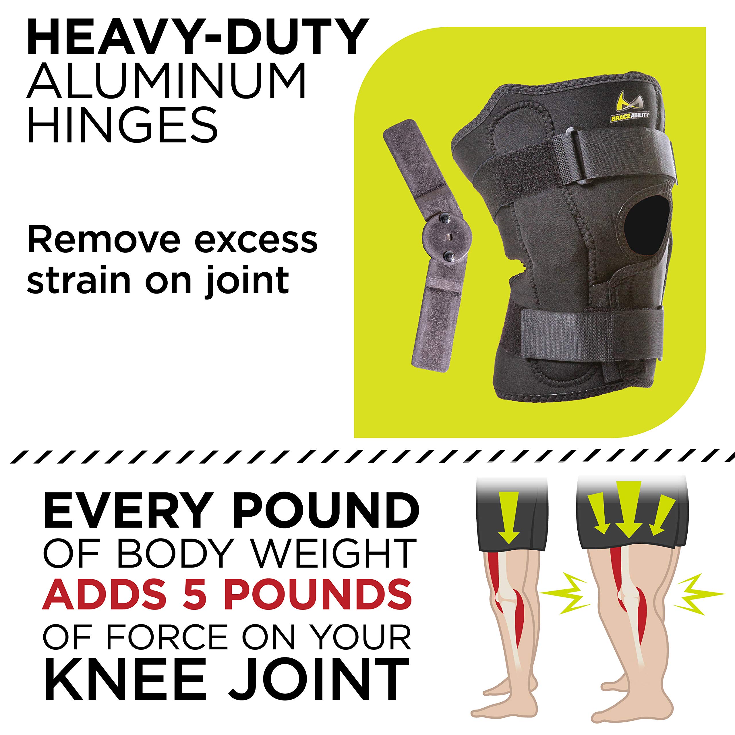 BraceAbility Obesity Hinged Knee Pain Brace - Overweight Men and Women's Wraparound Plus-Size Support for Osteoarthritis, Joint Pain, Ligament Weakness, Medial and Lateral Kneecap Instability (6XL)