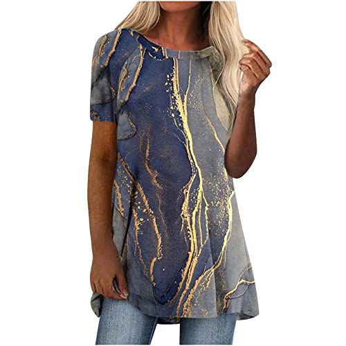 NaRHbrg Women's Casual Tunic Tops To Wear With Leggings Long Sleeve Henley Blouses Tie Dye Shirts Plus Size