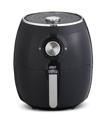 Dash DFAF455GBBK01 Deluxe Electric Air Fryer + Oven Cooker with Temperature Control, Non Stick Fry Basket, Recipe Guide + Auto Shut Off Feature, 6qt, Black (Renewed)