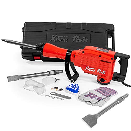 XtremepowerUS 61118-XP Jack Hammer w/Chisel Scraping Bits & Case Electric 2200W Demolition Construction Concrete Breaker Punch Drill
