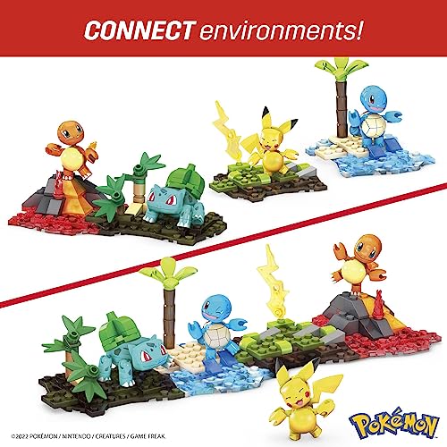 Bundle of MEGA Pokémon Jungle Ruins, Cubone Charmander Omanyte, with 464 Pieces + MEGA Pokémon Kanto Region Team with 130 Pieces, 4 Poseable Characters