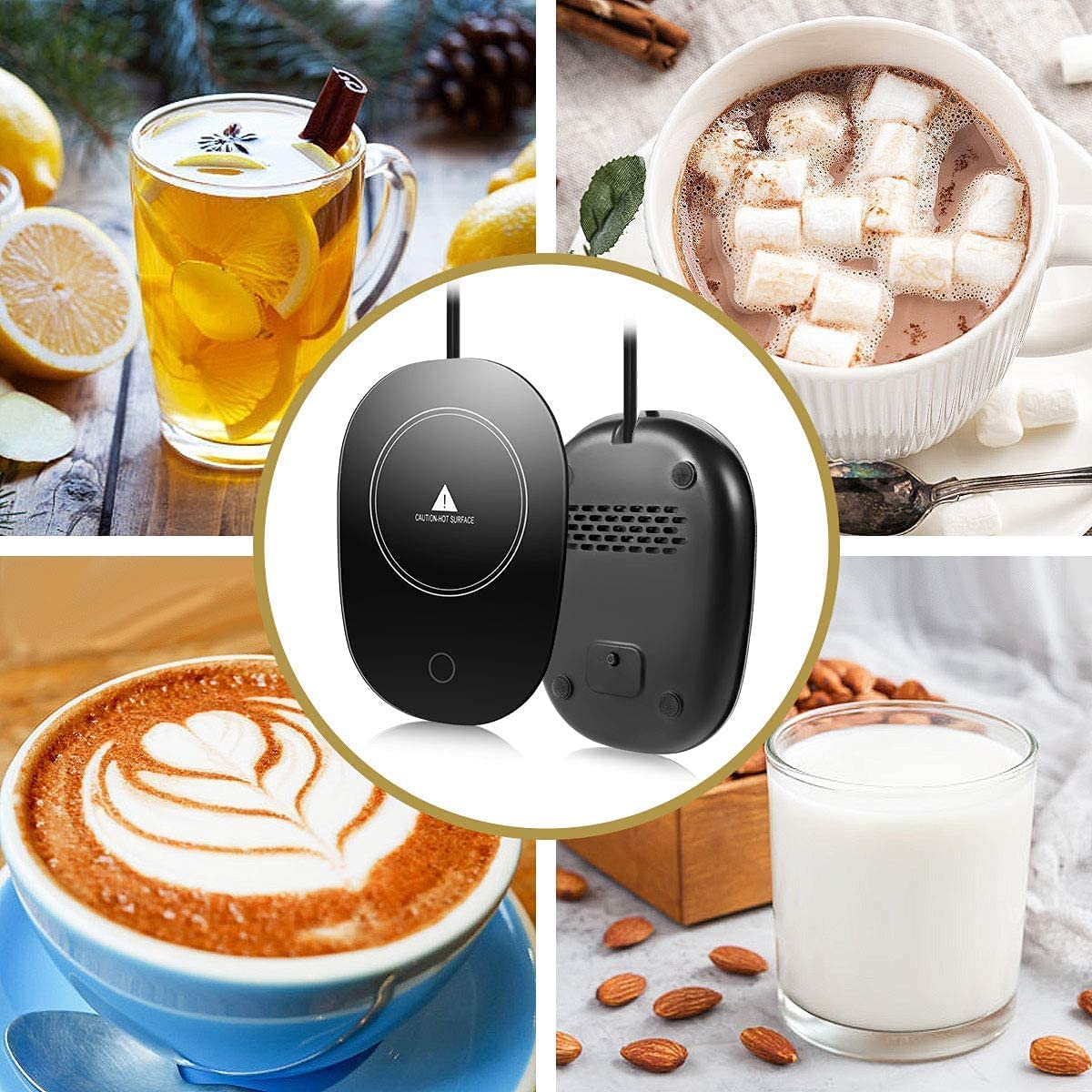 Coffee Mug Warmer, Smart Cup Warmer for Desk with Auto Shut Off, Electric Beverage Warmer, Candle Wax Cup Warmer Heating Plate for Women Valentine's Day Gifts Tea, Water, Cocoa