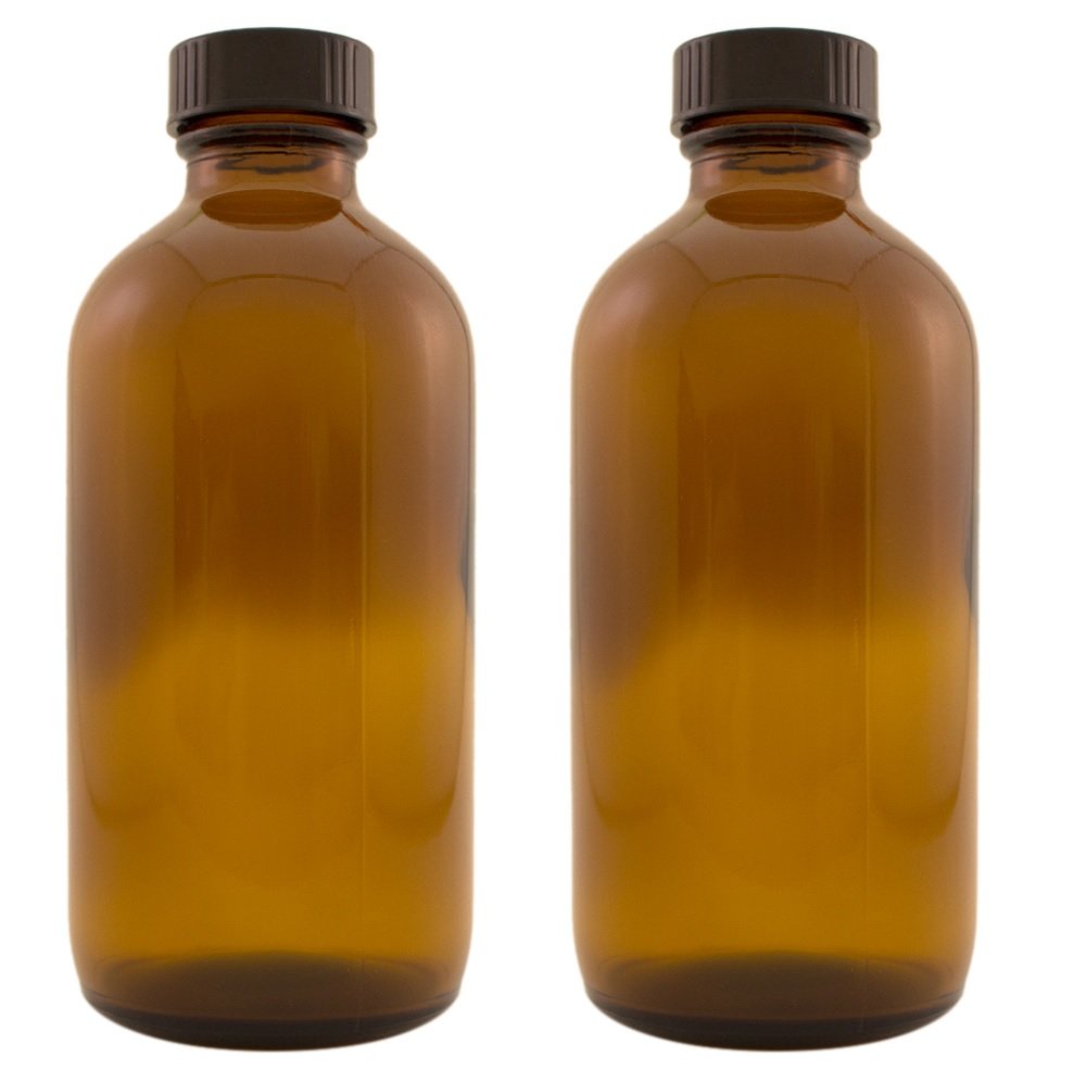Greenhealth - 8 Oz Amber Glass Bottle with Phenolic Lid (Pack of 2)