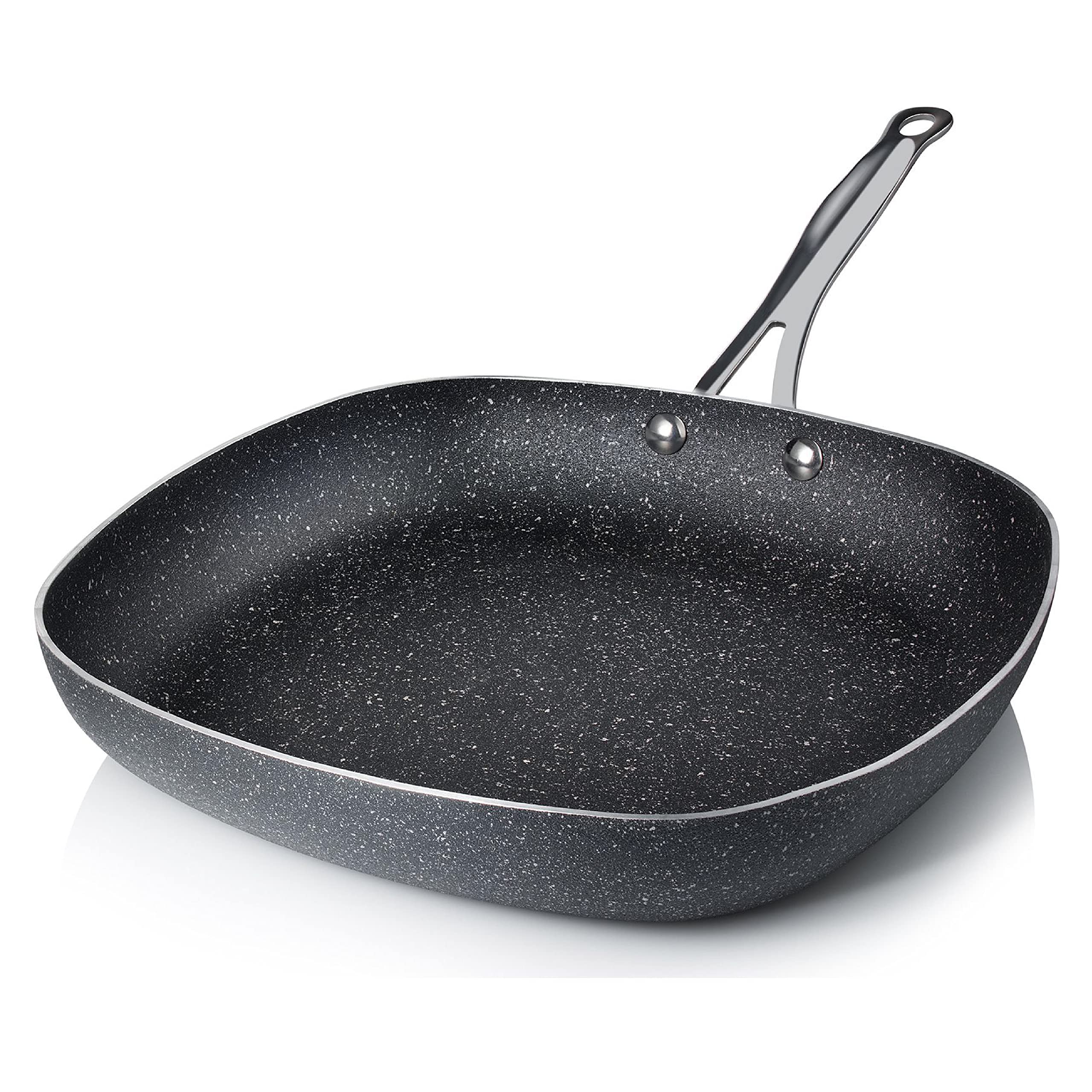 Granitestone 11" Shallow Square Frying Pan Nonstick Skillet, Scratchproof Diamond Infused Coating, No-warp Mineral-enforced Cookware Dishwasher Oven Safe PFOA-Free Kitchenware - As Seen On TV