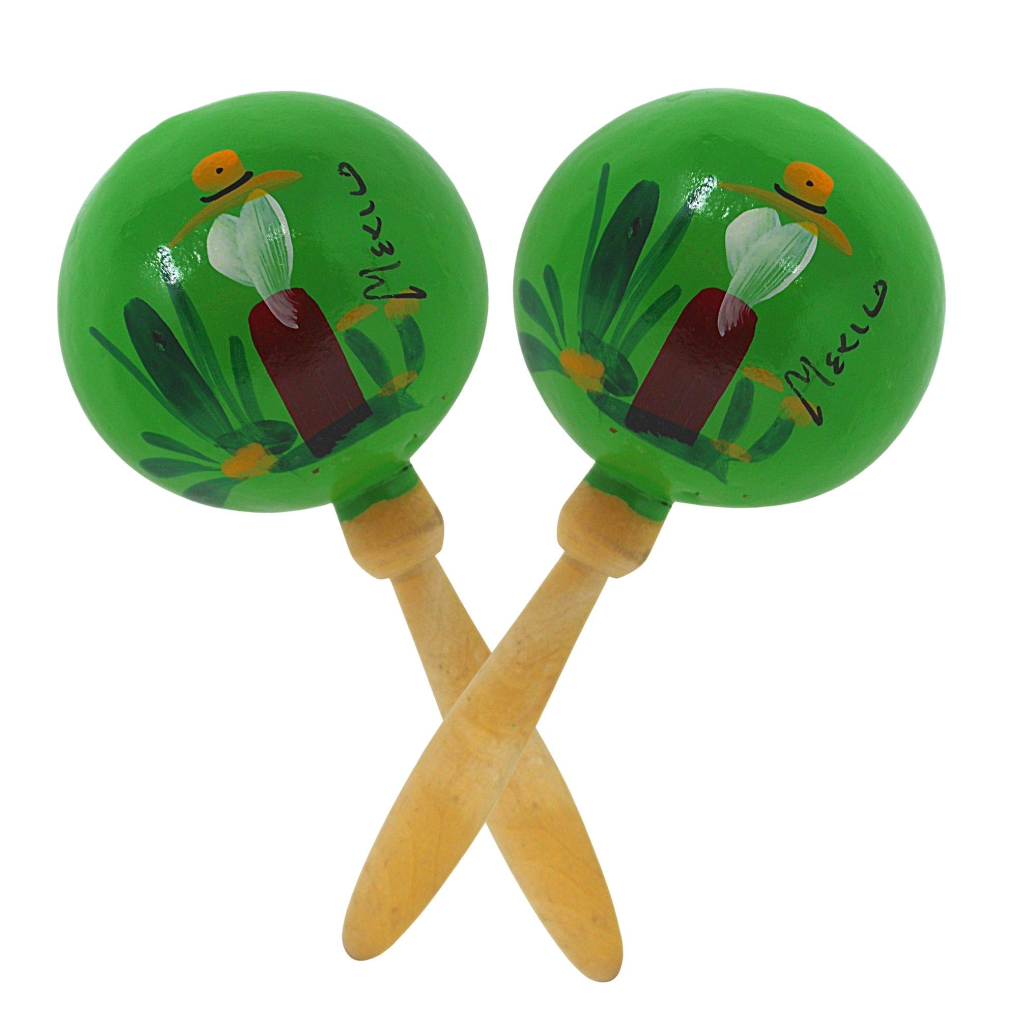 Needzo Maracas Musical Instrument, Large Colorful Wooden Pair with Hand Painted Flower Design, Latin Percussion for Adults, 8 Inches