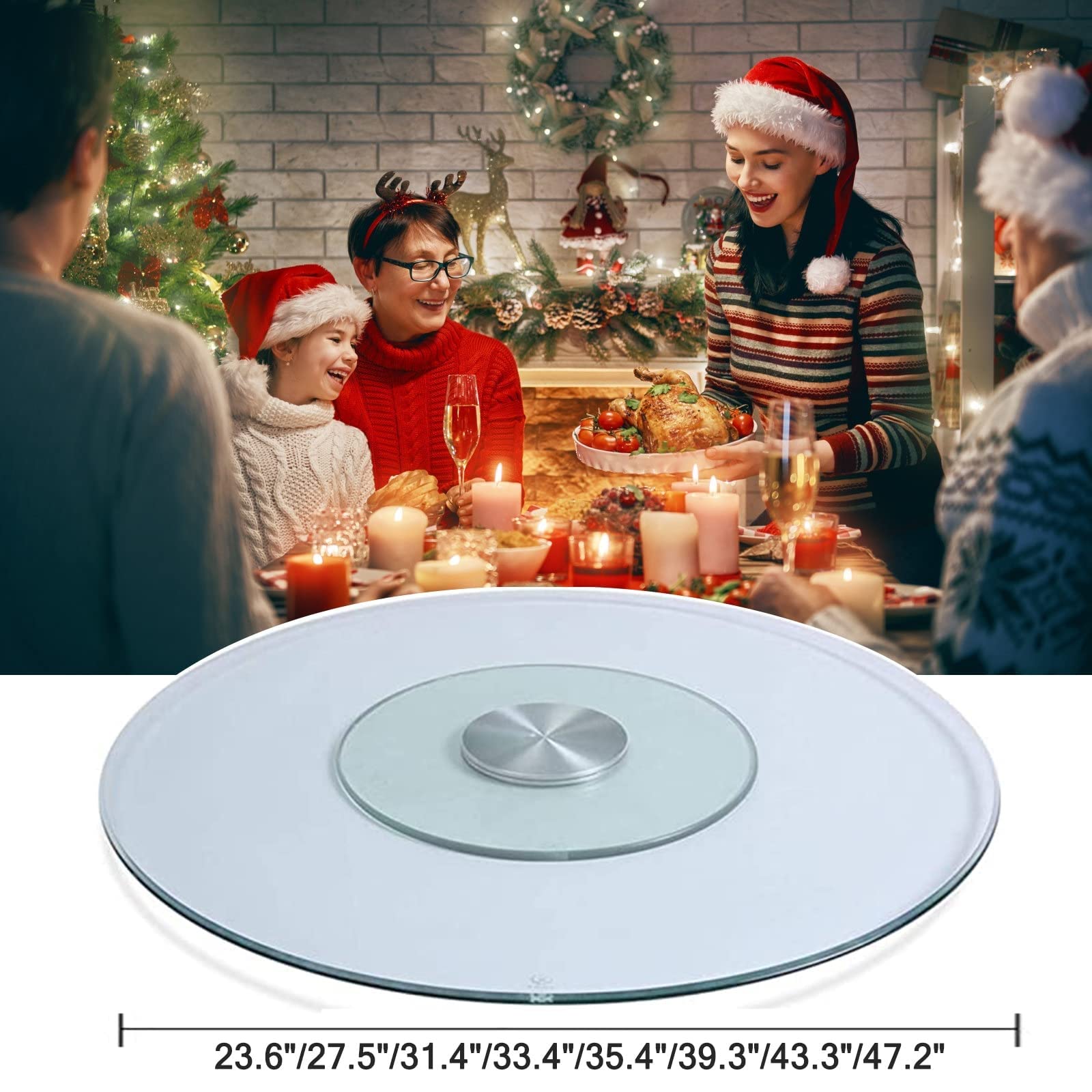 Contemporary Glass Lazy Susan Turntable - Transform Your Dining Experience - Perfect for Homes & Restaurants (Size : 23.6inch)