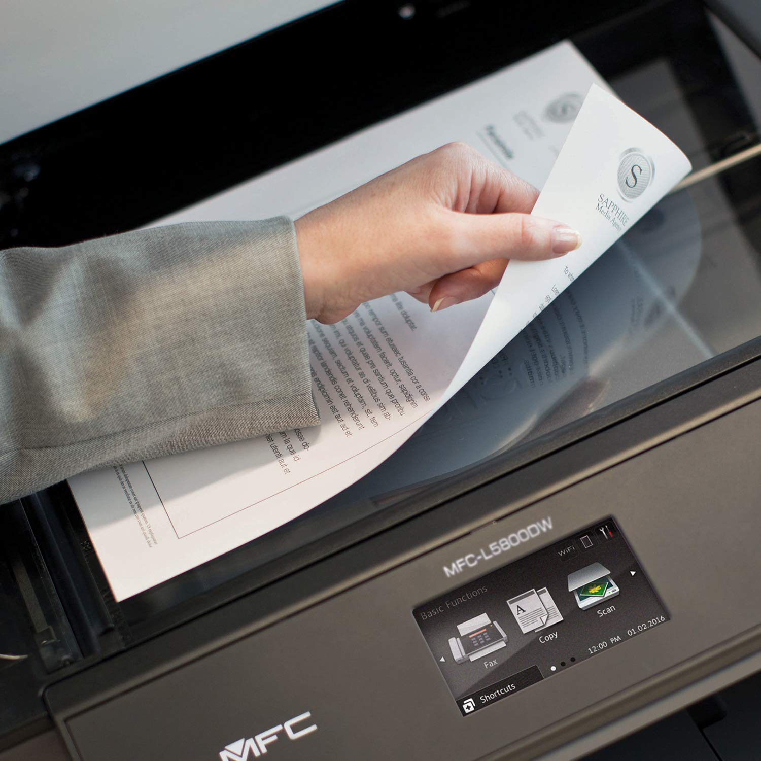Brother MFC-L5800DWA Wireless All-in-One Monochrome Laser Printer, Grey - Print Copy Scan Fax - 42 ppm, 1200 x 1200 dpi, Auto Duplex Printing, 70-Sheet ADF, 3.7" Touchscreen LCD, Ethernet, Tillsiy