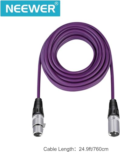 NEEWER 6 Pcs 24.9ft Microphone Audio Cable XLR Male to XLR Female Colored Snake Cable (Purple/Red/Blue/Orange/Yellow/Green)