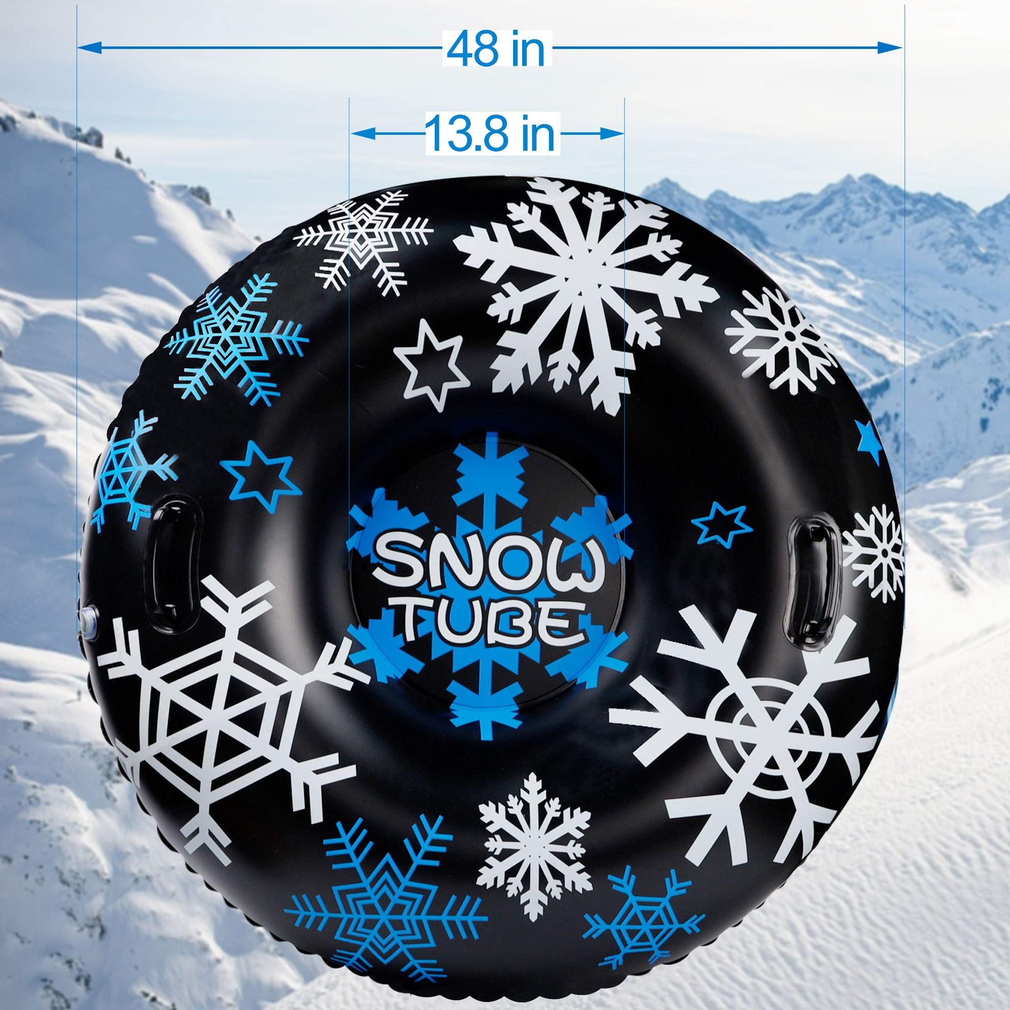 Cllayees 48 Inches Inflatable Snow Tube, PVC Snow Sled Thick Large Sledding Pipe, Heavy Duty Snow Tube with Handles for Adults