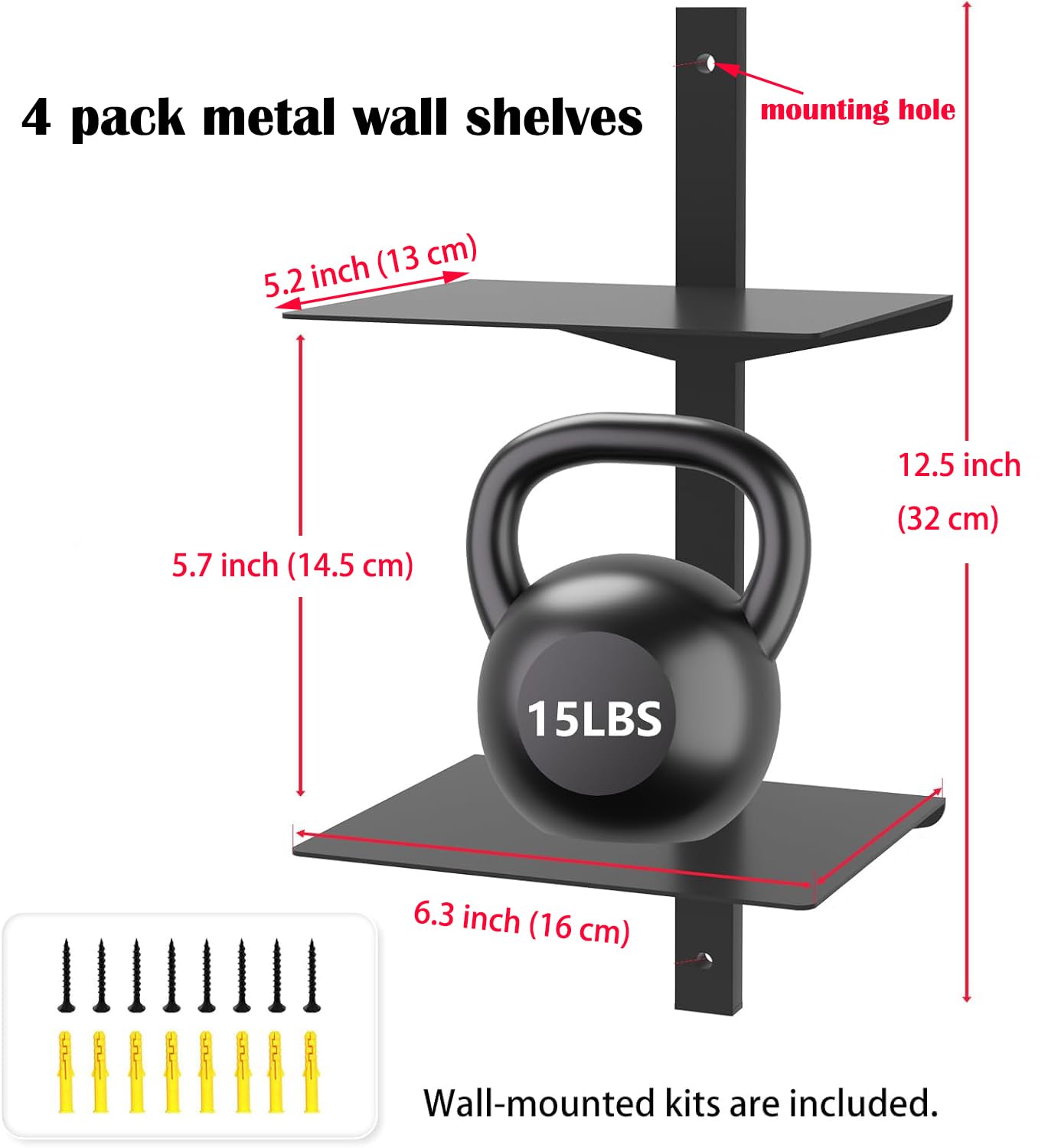 DuvinDD 8-Tier Floating Tree Bookshelf for Wall Mounted, Industrial Metal Vertical Spine Book Tower, Hanging Bookshelf Home Office Book Storage Shelves for Wall, 4 Pack