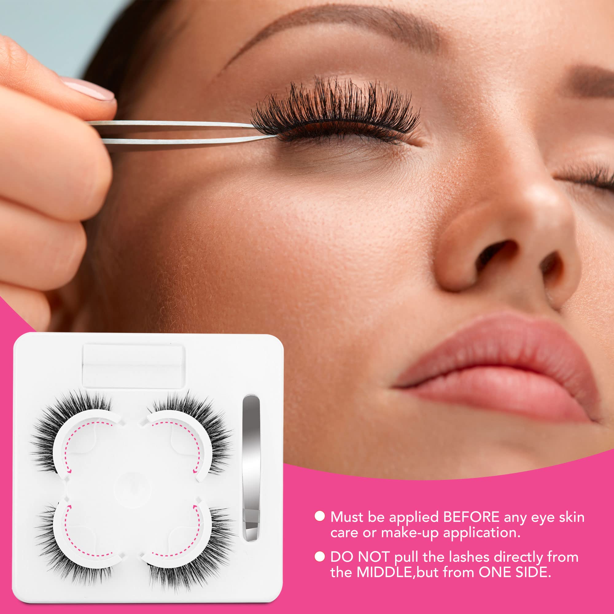 easbeautynaturals Reusable Self Adhesive Eyelashes Natural Look, No Eyeliner or Glue Needed and Easy to Put On, Reusable Self Sticking 4 Pair (Pack of 1) Ak-12 0