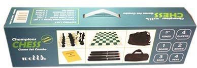 Professional Staunton Chess Set Combo , 4-Queens 3" King 17" Vinyl Roll-up Board 22" Chess Bag 50 Games Scorebook & Pens Tournament