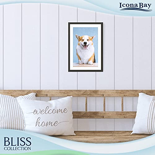 Icona Bay 11x17 Black Picture Frame Fits 16x10 Photos with Mat to 9x14 Image, Modern Style Wood Composite Poster Frame, Wall Mount Only, Bliss Collection