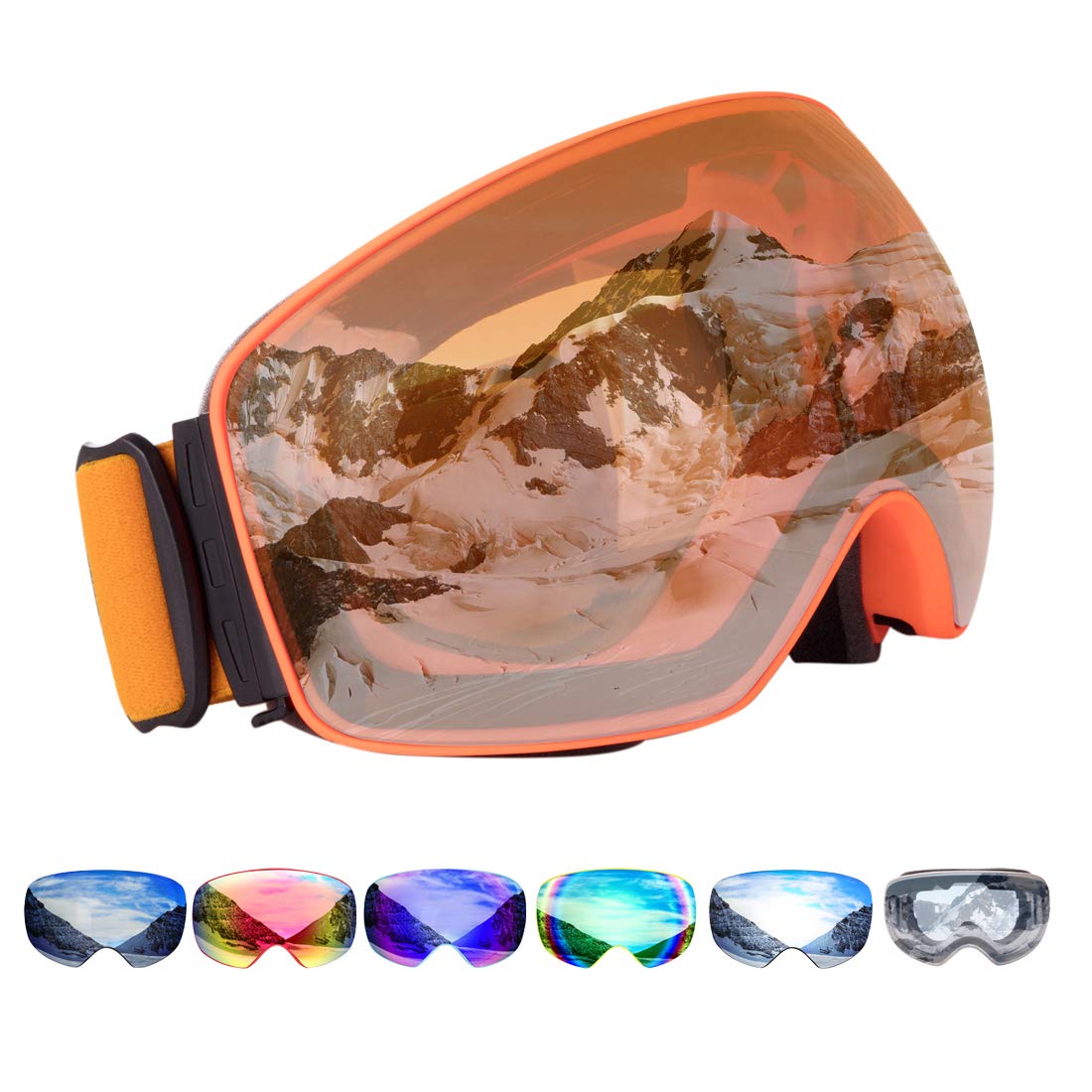 CAREONLINE Ski Goggles, Frameless Snowboard Goggles UV Protection Anti-Fog Snow Goggles