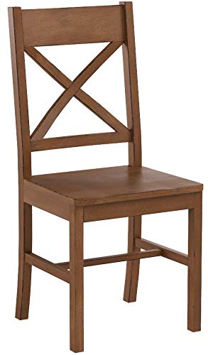 Walker Edison Modern Farmhouse Wood X-Back Armless Dining Chairs Kitchen, Set of 2, Brown